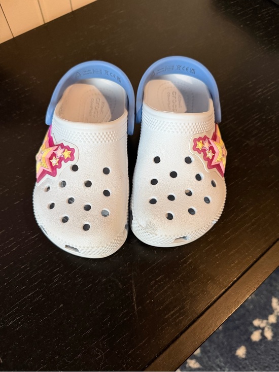 CROCS | Shoes | Crocs Light Blue Kids Clogs With Pink And Yellow Star ...